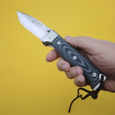 COUTEAU PLIANT CUDEMAN MT4 MICARTA NOIR POMPE ARRIERE 21.5cm REF 384M